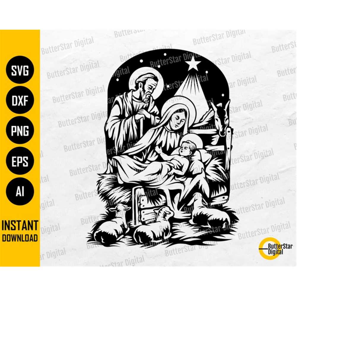 Birth Of Jesus SVG | Nativity SVG | Manger Bethlehem Star St | Inspire ...