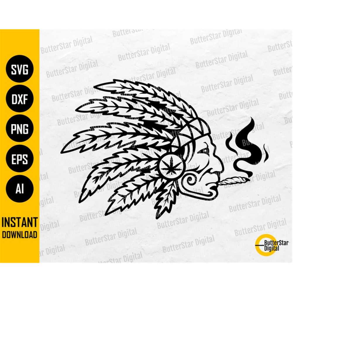 Cannabis Indian SVG | Marijuana Head Dress SVG | Weed Tribe | Inspire ...