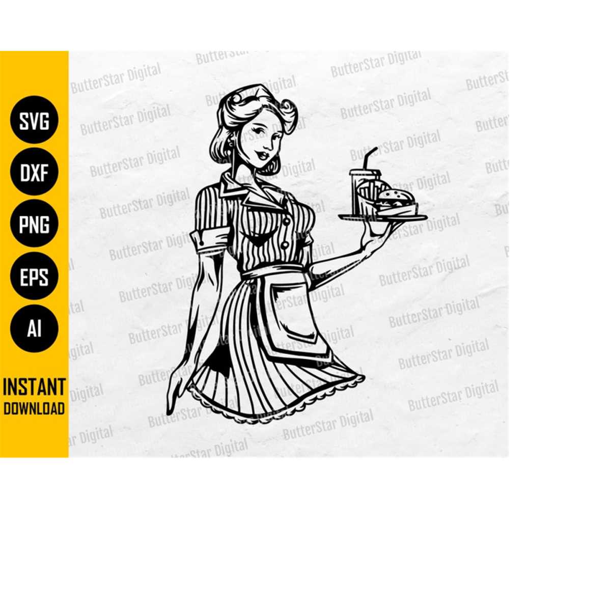 Diner Waitress SVG | Restaurant SVG | Fast Food SVG | Cafe S | Inspire ...