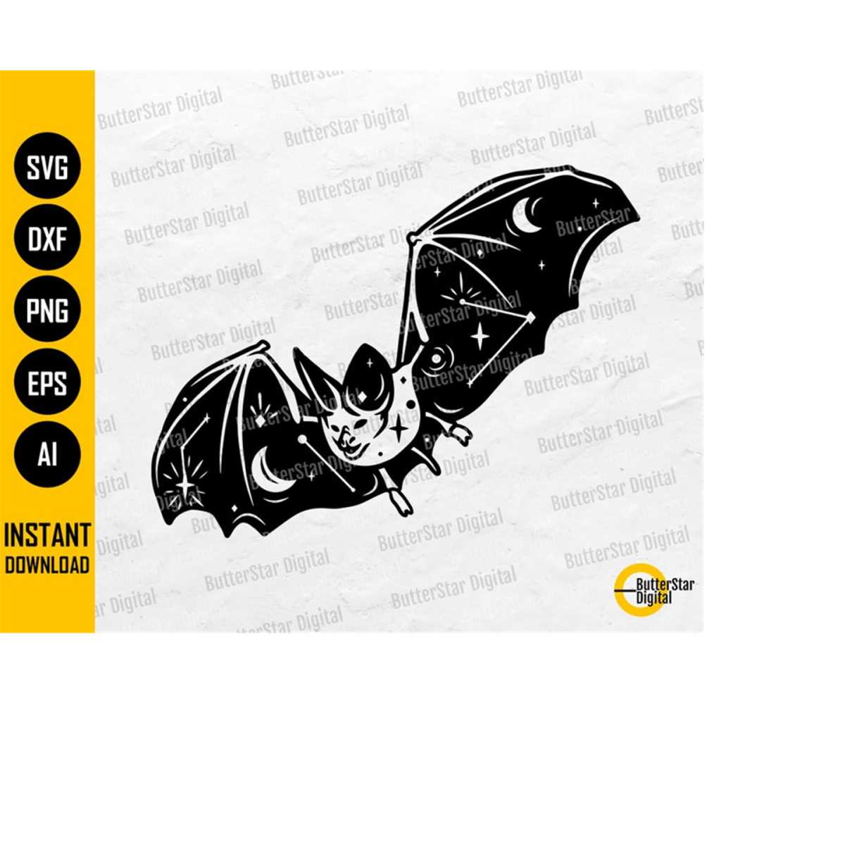 Celestial Flying Bat SVG | Mystical SVG | Animal SVG | Fly R - Inspire ...