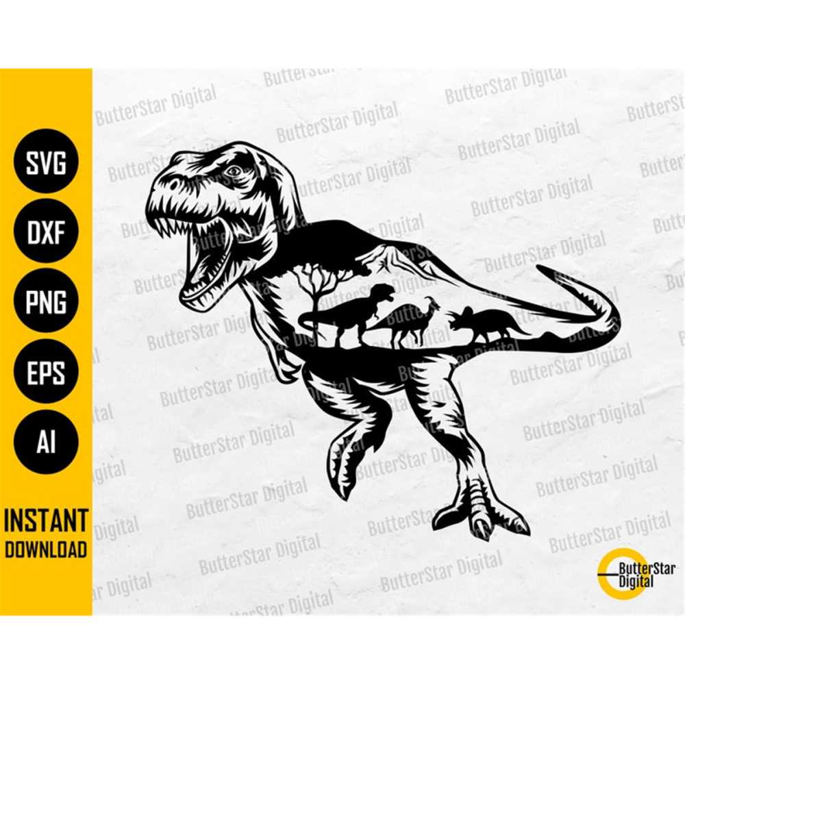T-Rex Dinosaur Scene SVG | Tyrannosaurus Rex SVG | Fun Dino | Inspire ...