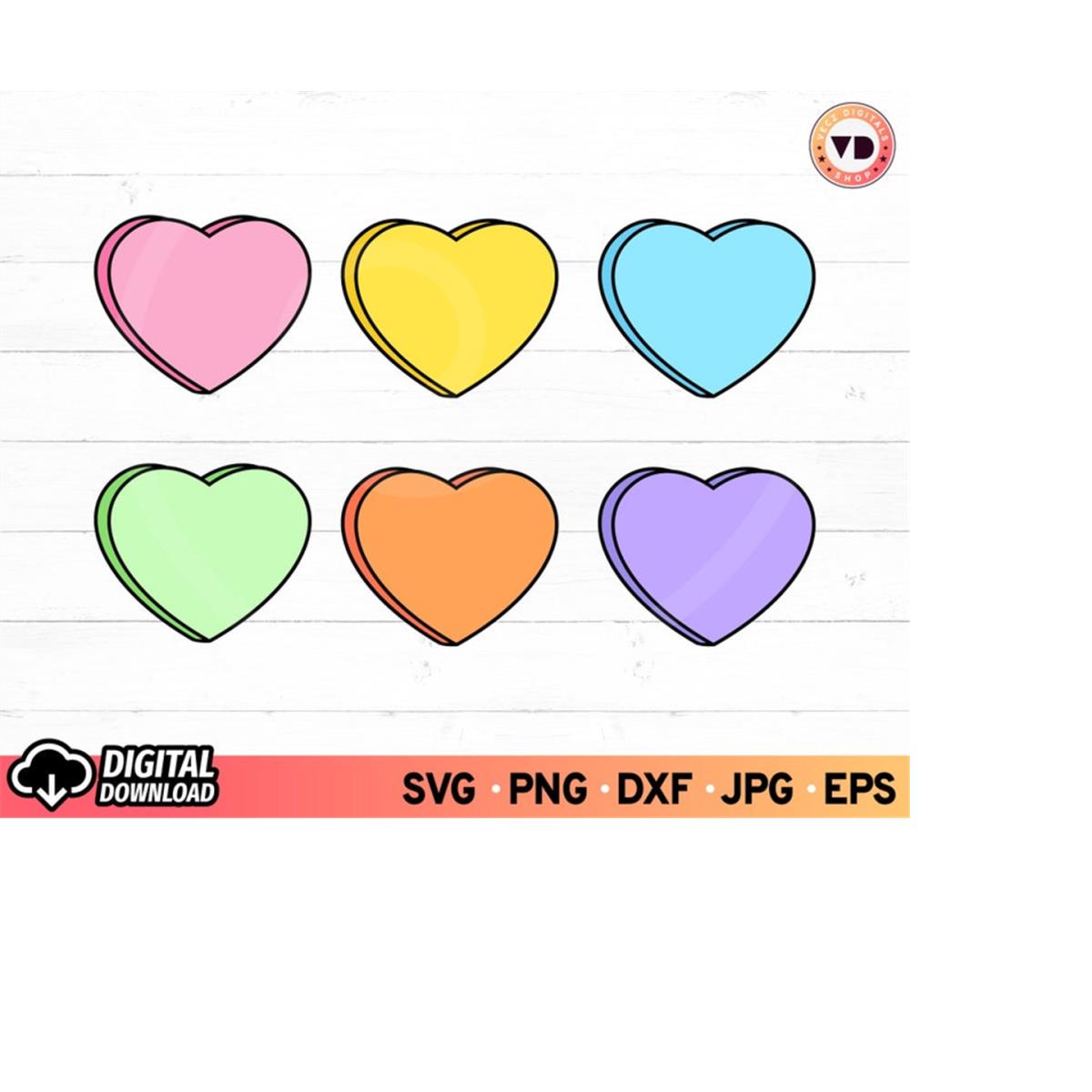 Conversation Hearts SVG Bundle, Candy Heart Svg, Valentines | Inspire ...