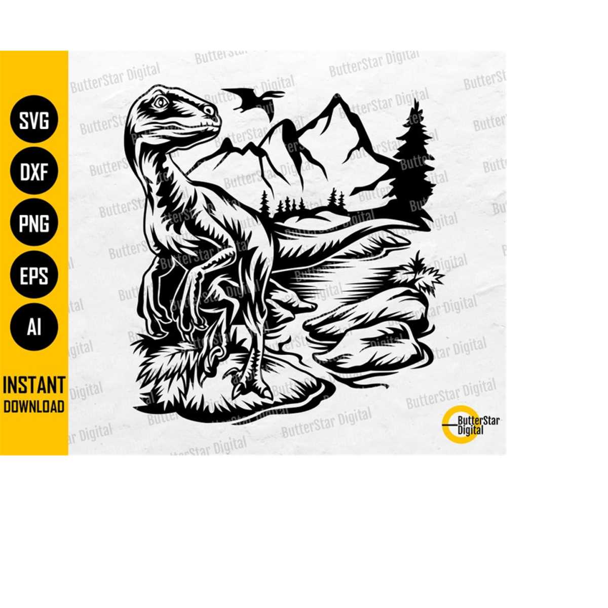 Velociraptor Scene SVG | Dinosaur T-Shirt Decal Sticker Grap | Inspire ...