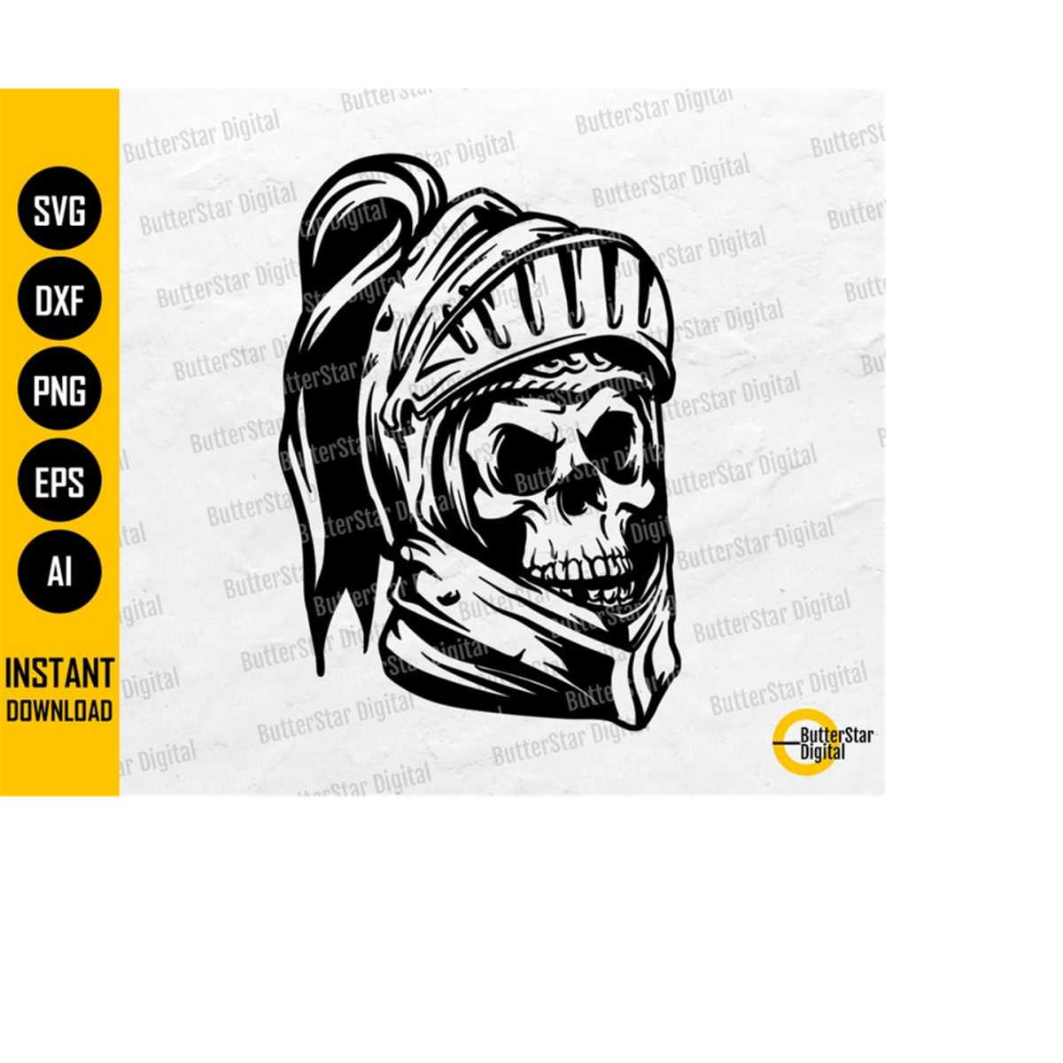 Knight Skull SVG | Knighthood SVG | Shining Metal Armor Mili | Inspire ...