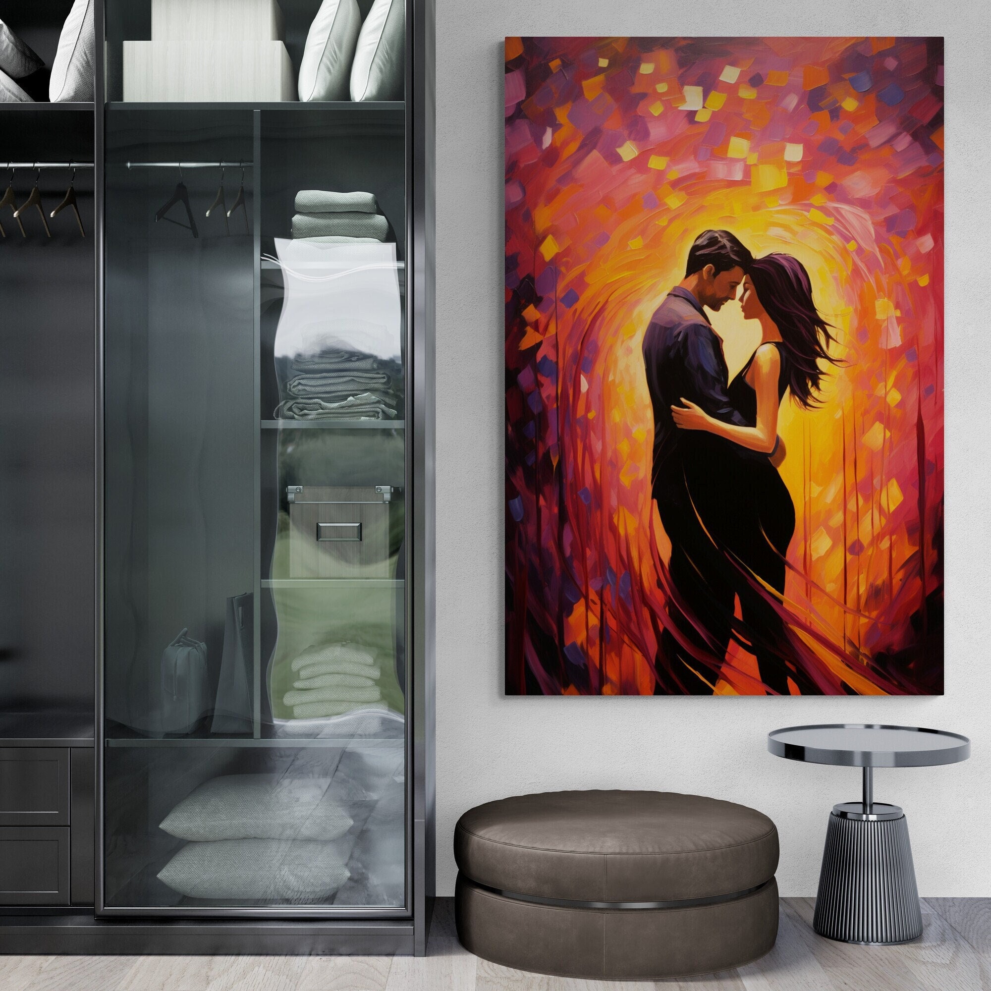 Couple in Love Wall Art, Romantic Framed Canvas, Hugging Wal | Inspire ...