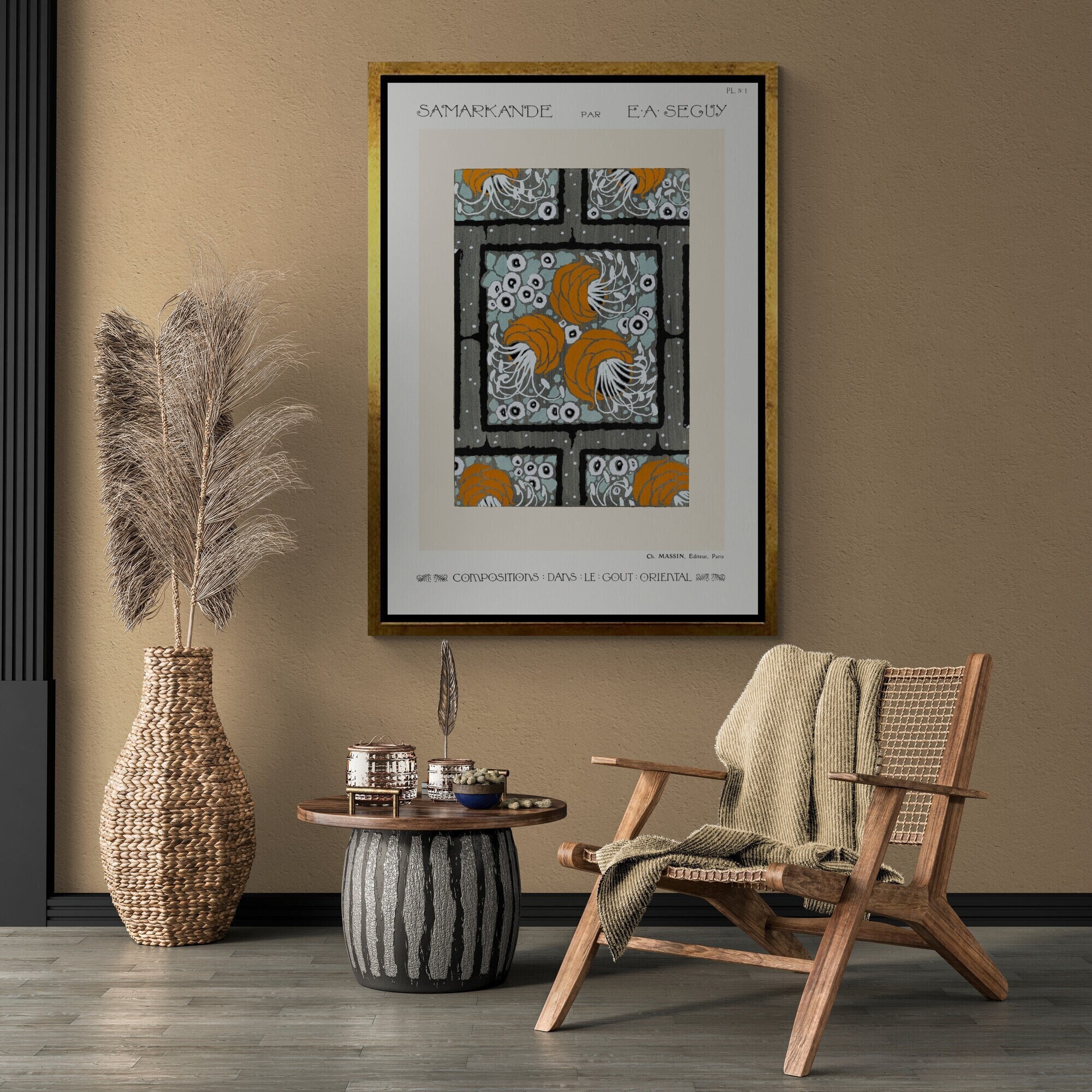 Flower Pattern Wall Art, Eugene Seguy Framed Canvas, Large C | Inspire ...