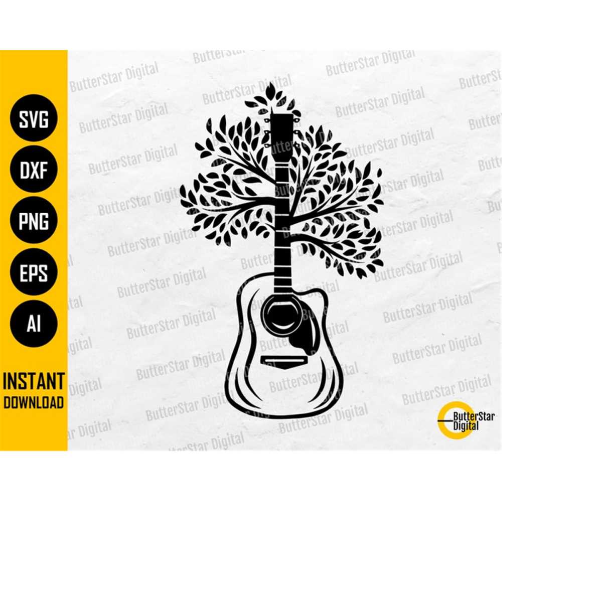 Acoustic Guitar Tree SVG | Music SVG | Musical Instrument SV | Inspire ...