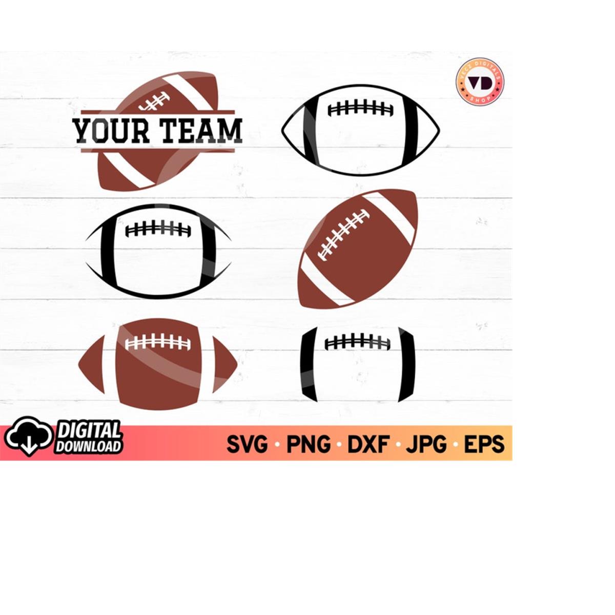 Football SVG File Bundle, Football Outline Svg, Football Spl | Inspire ...