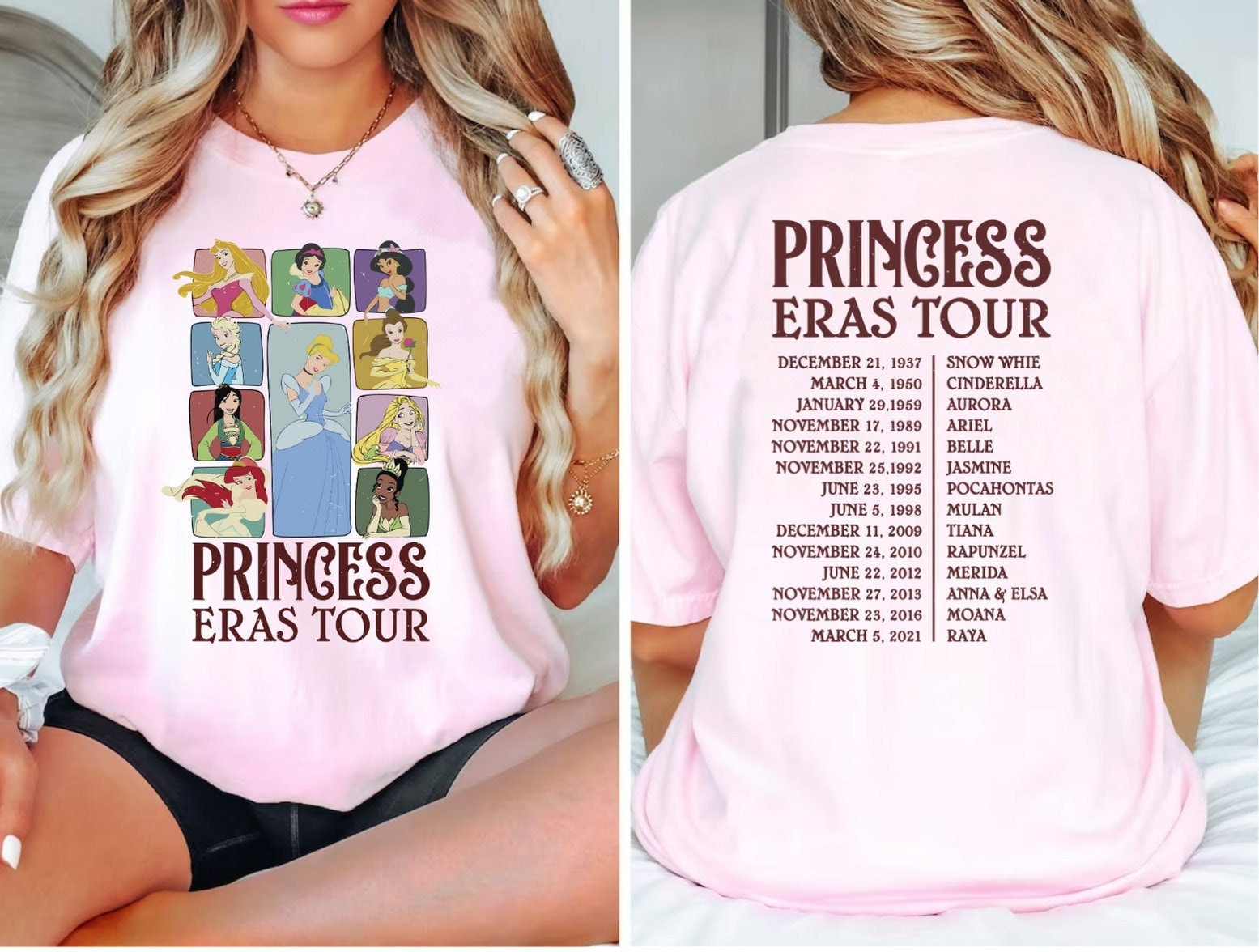 Princess Eras Tour Double-Sided Shirt, Disney Princess Shirt - Inspire ...