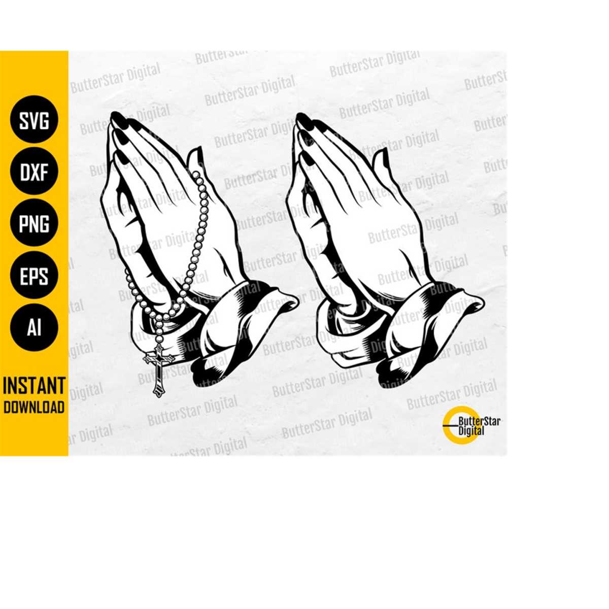 Praying Hands With Rosary SVG | Prayer SVG | Christian Relig | Inspire ...