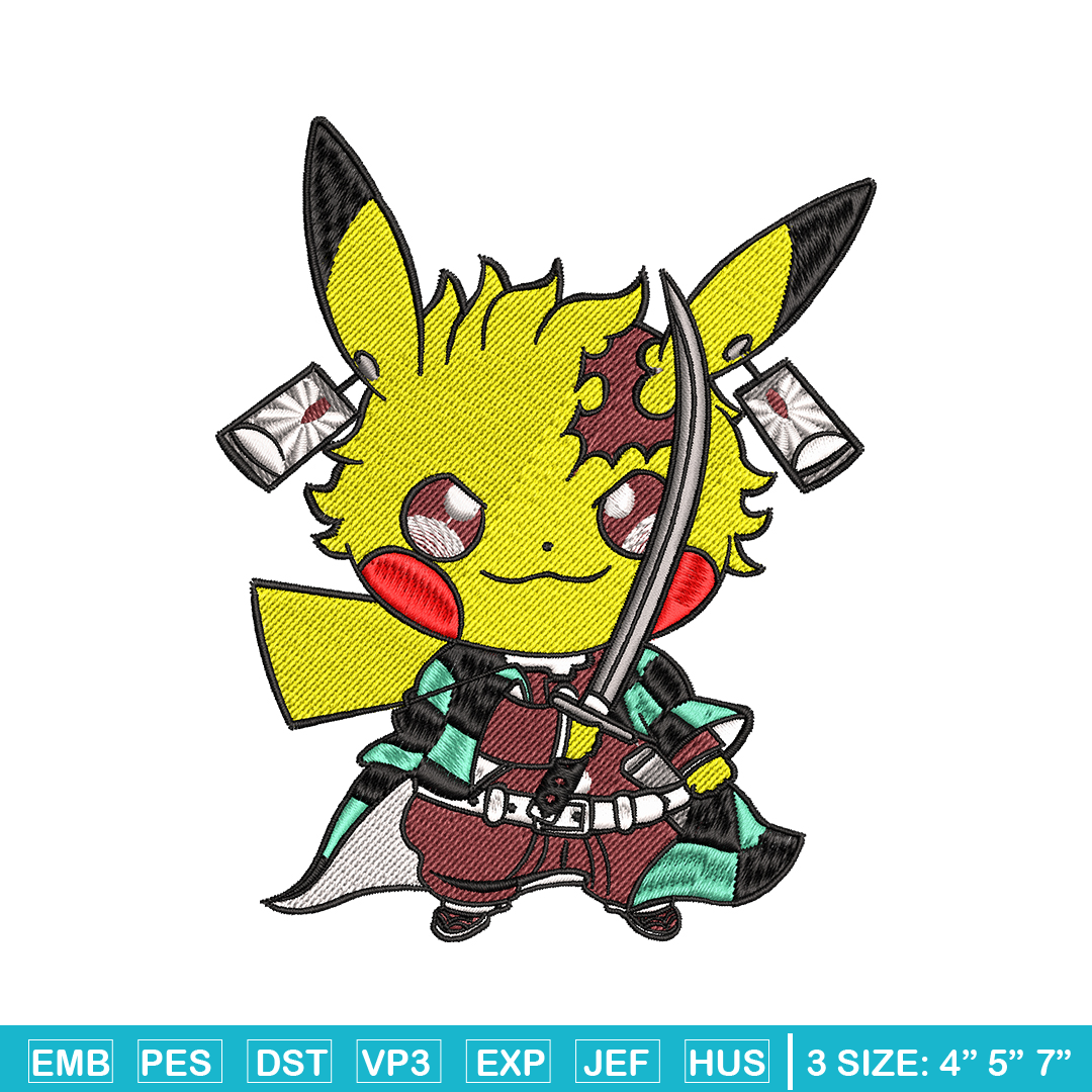 Pikachu Tanjiro Demon embroidery design, Pokemon embroidery, - Inspire ...