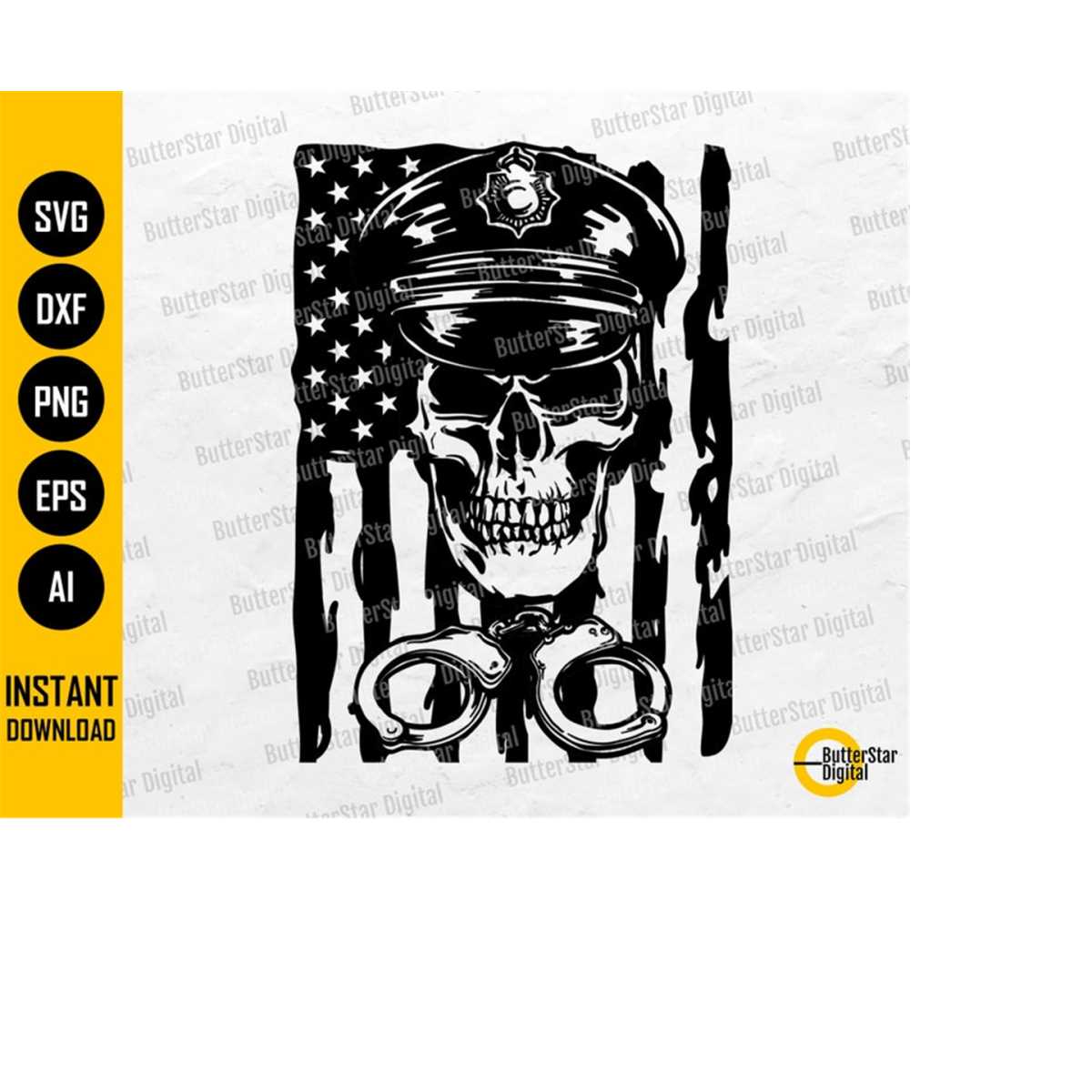 US Police Skull SVG | American Cop Svg | USA Flag Patrol Veh | Inspire ...
