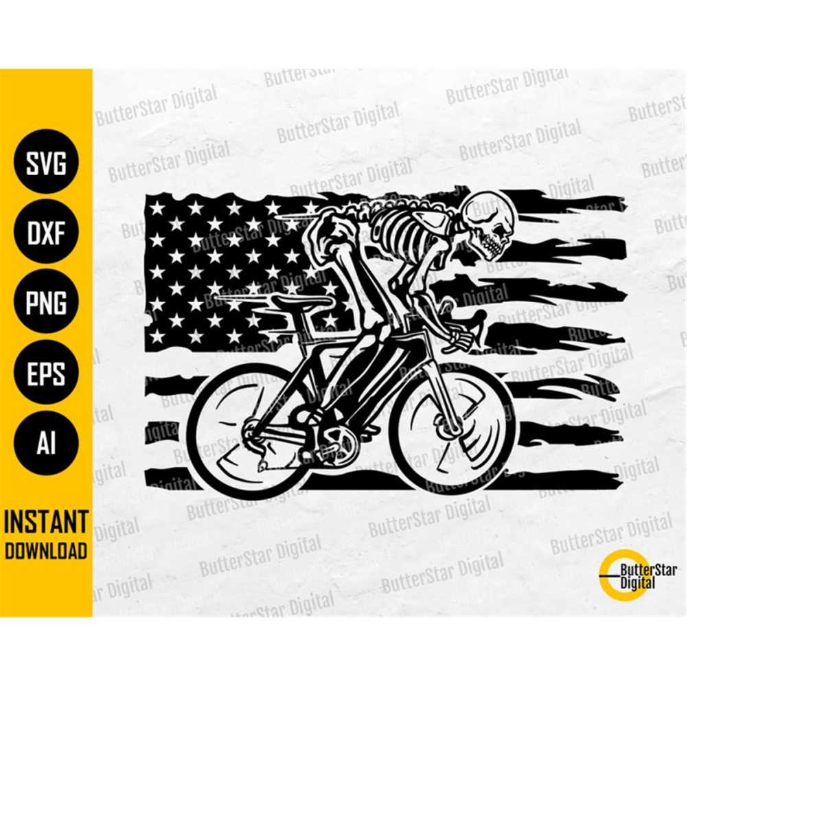 US Skeleton Road Bike SVG | American Cyclist Svg | Racing T- | Inspire ...