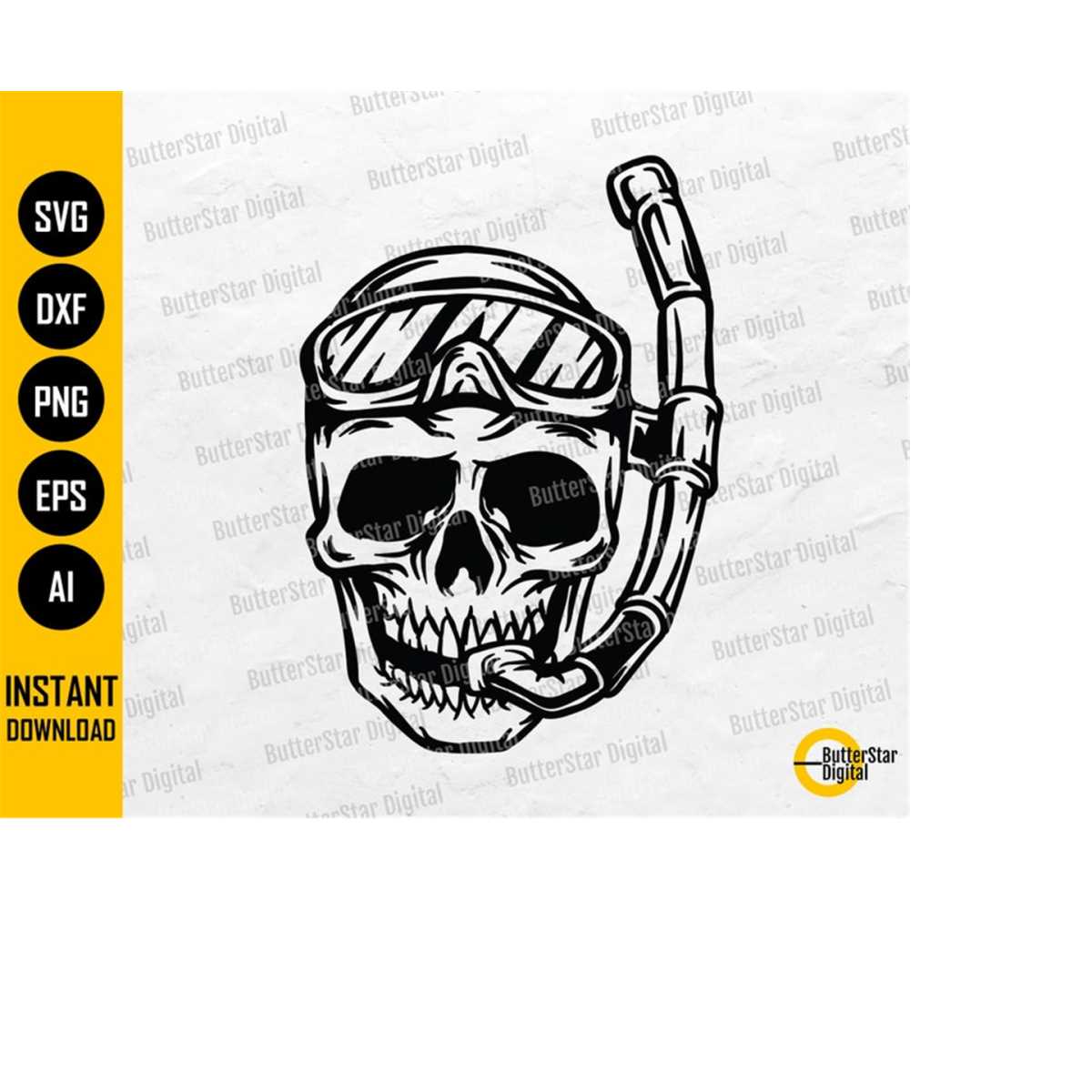 Snorkeling Skull SVG | Scuba Diver SVG | Free Diving SVG | D | Inspire ...