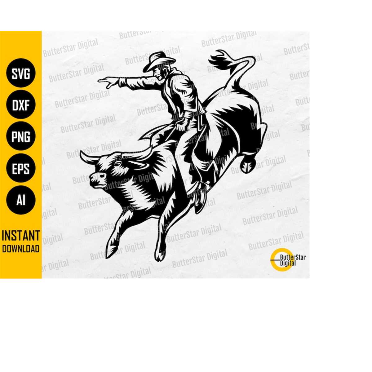 Bull Ride SVG | Cowboy SVG | Rodeo Shirt Illustration Drawin | Inspire ...