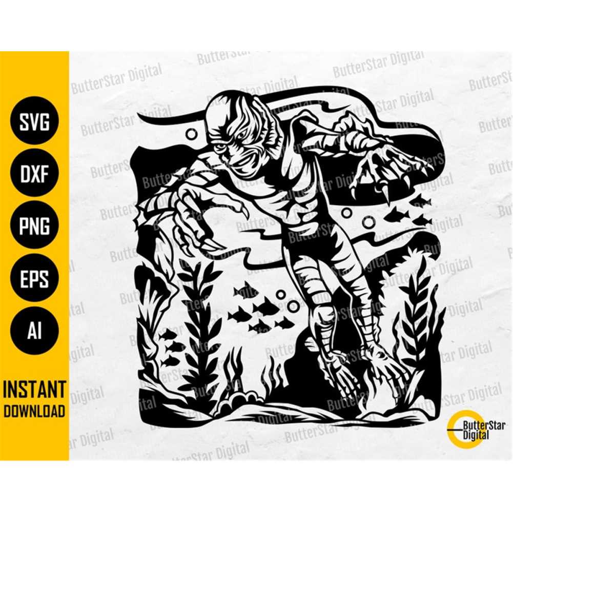 Sea Monster Scene SVG | Merman SVG | Mermaid SVG | Fantasy S | Inspire ...