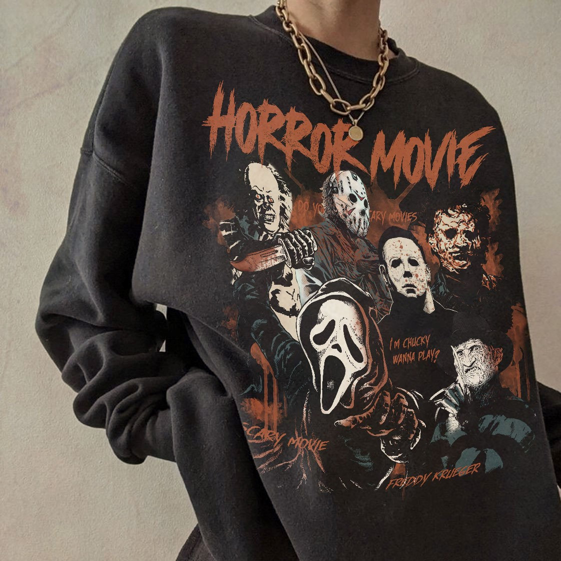 Vintage Halloween Horror Movie Sweatshirt, Scream Sweatshirt - Inspire ...
