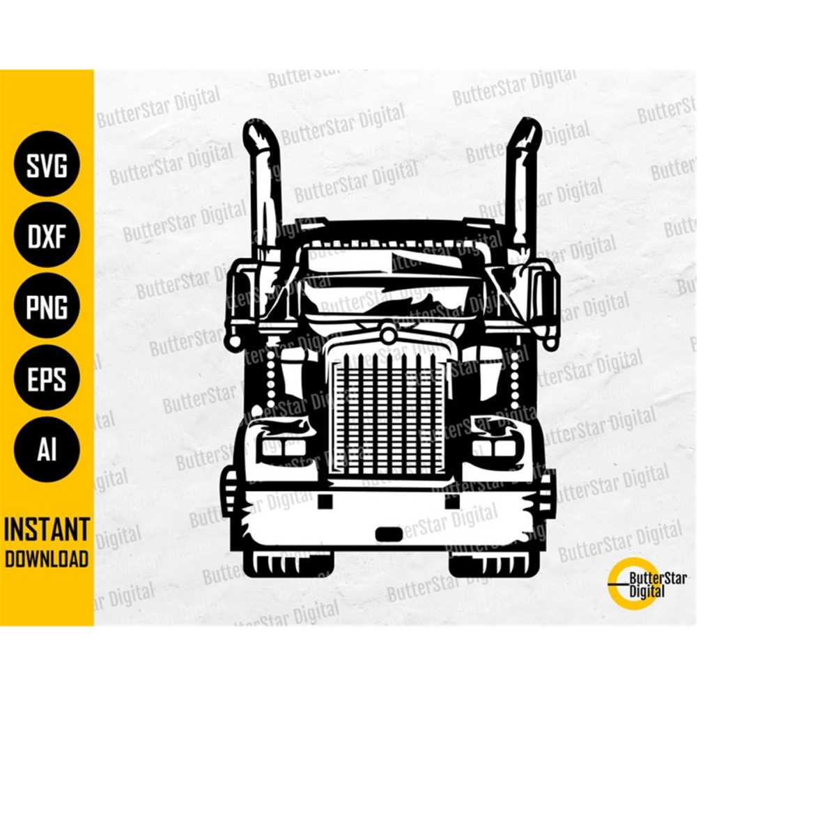 Front View Semi Truck SVG | Trucker SVG | Truck Driver SVG | | Inspire ...