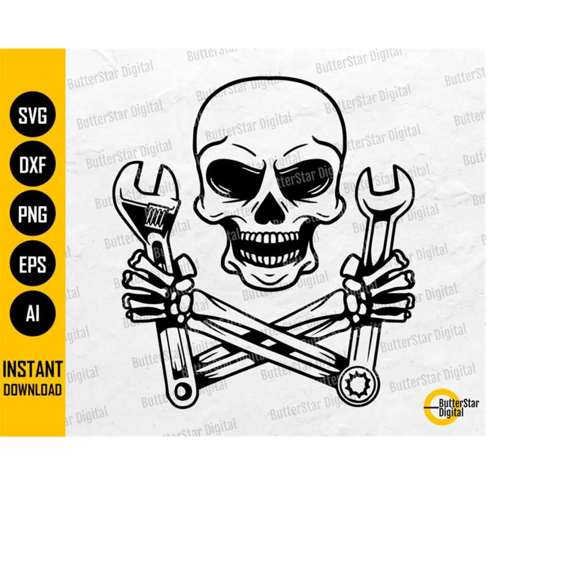 Mechanic Skull SVG | Crossbones SVG | Engine Auto Car Shop G | Inspire ...