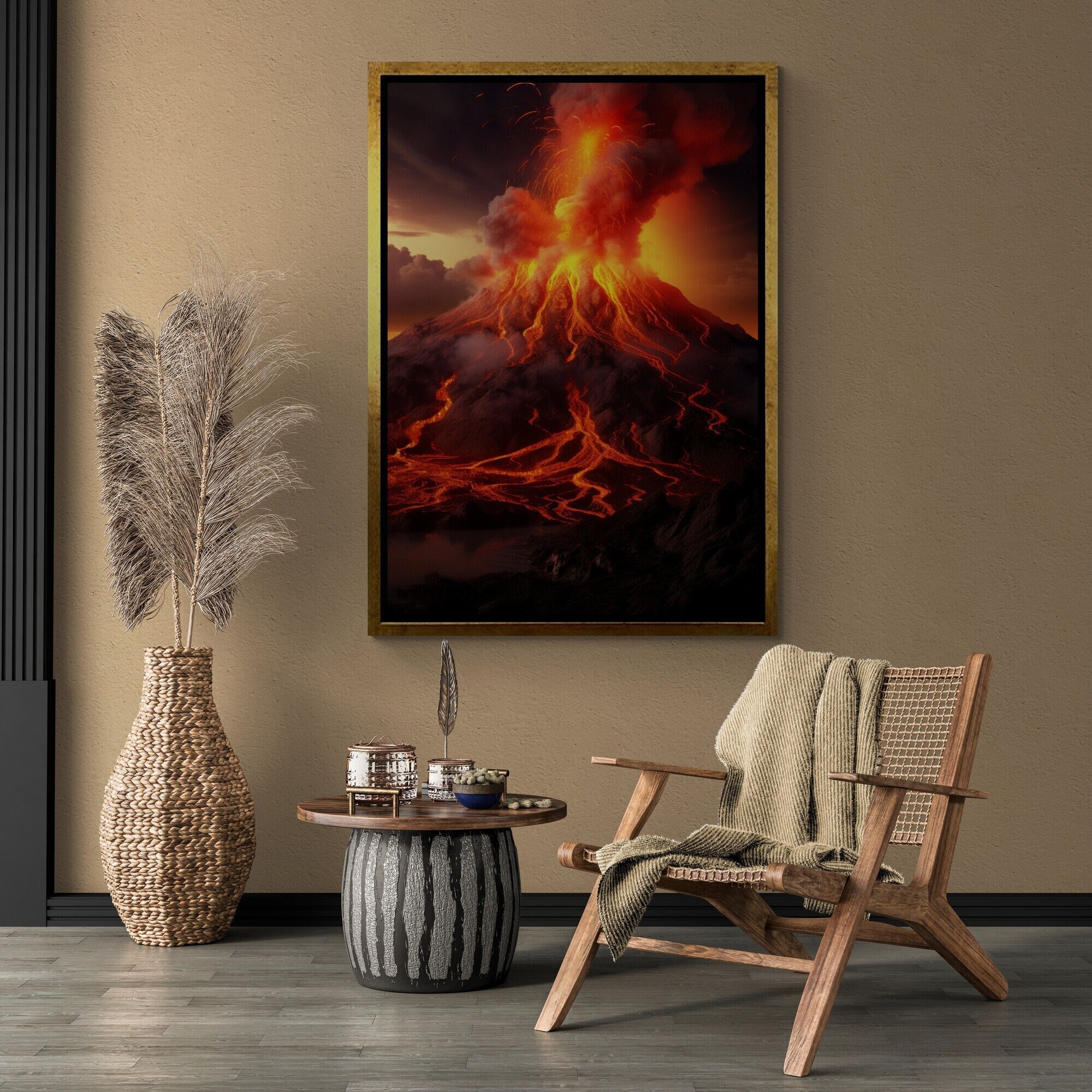 Volcanic Eruption Wall Art, Magma Framed Canvas, Volcanic Bl | Inspire ...