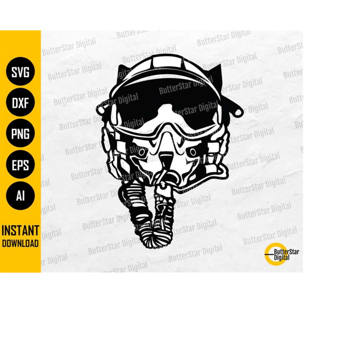 Fighter Pilot Helmet SVG | Air Force Vinyl Stencil Illustrat - Inspire ...