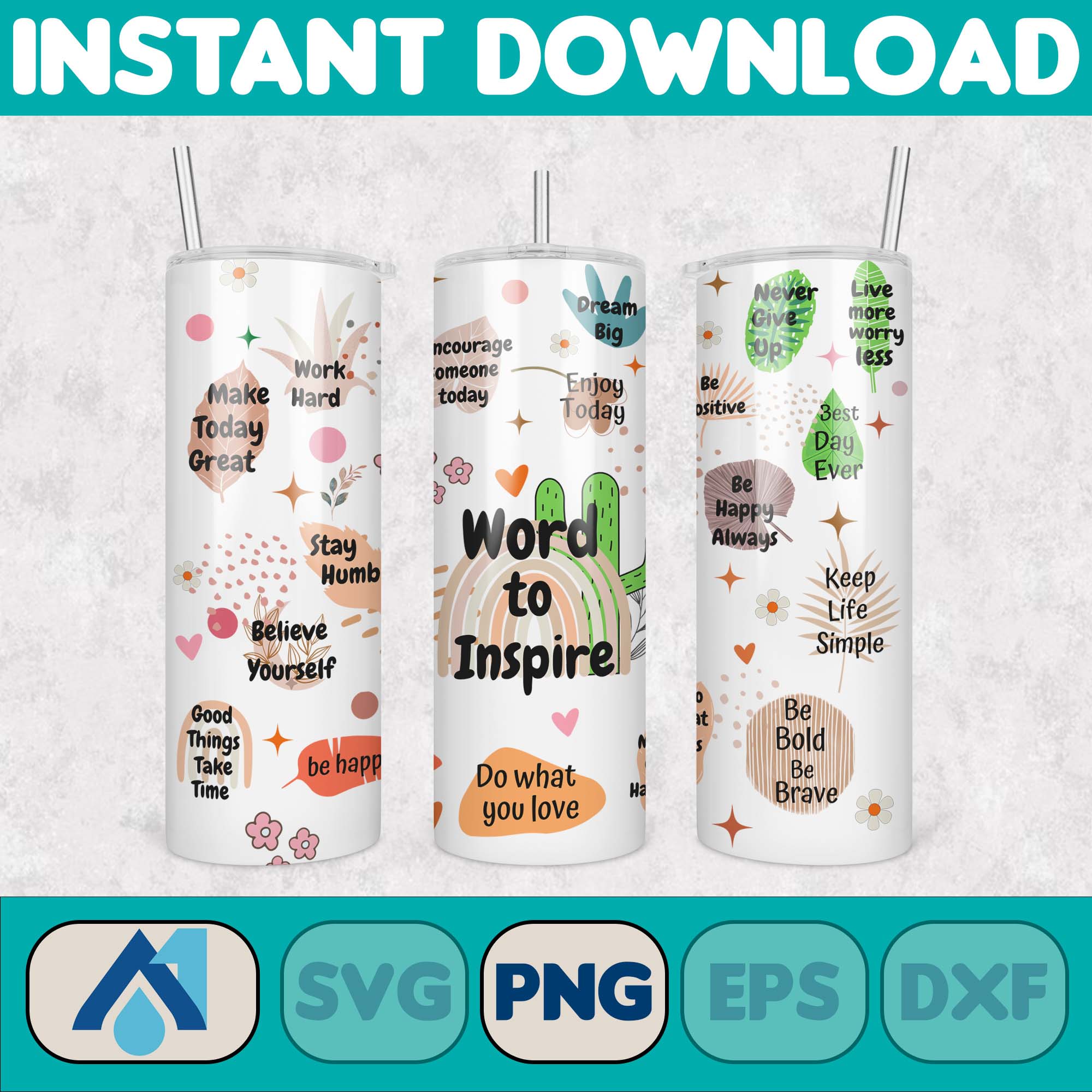 word to inspire, Design Positive Affirmations 20 oz Skinny T - Inspire ...