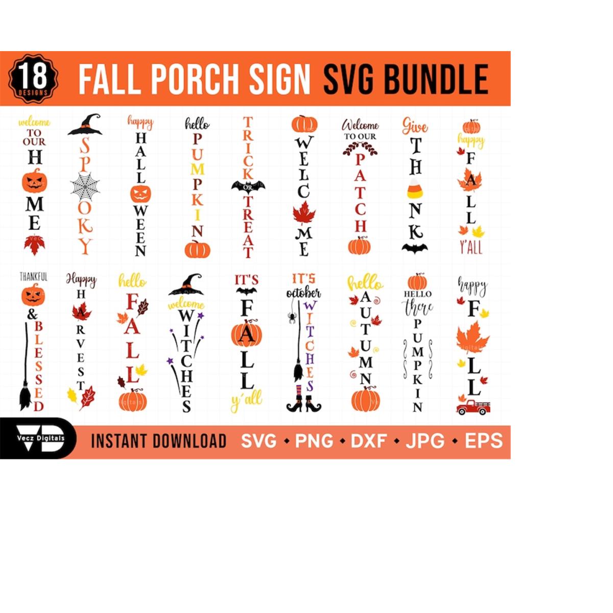 Fall Welcome Porch Sign SVG Bundle, Halloween Porch Sign svg | Inspire ...