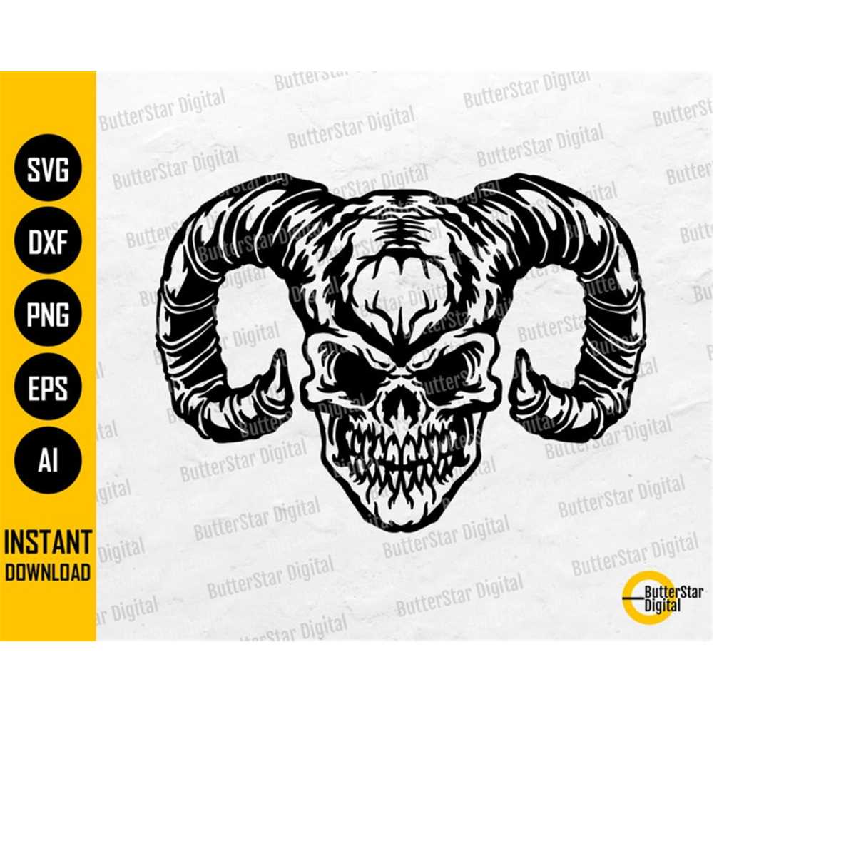 Horned Skull SVG | Skeleton SVG | Demon SVG | Hell Svg | Gra - Inspire ...