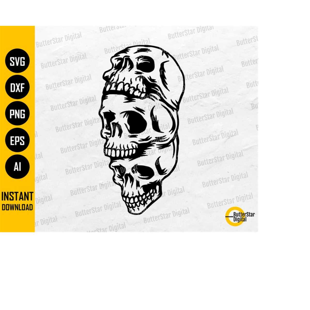 Stacked Skulls SVG | Skeleton SVG | Gothic Decal T-Shirt Sti | Inspire ...