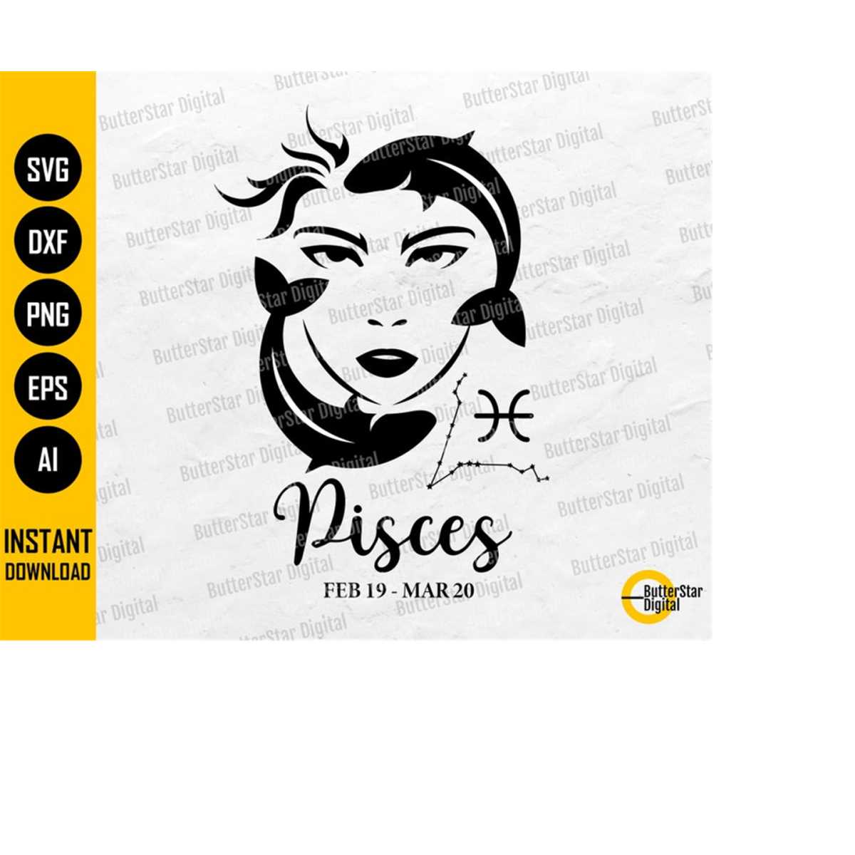 Pisces Girl SVG | Zodiac Sign SVG | Astrology SVG | Horoscop | Inspire ...