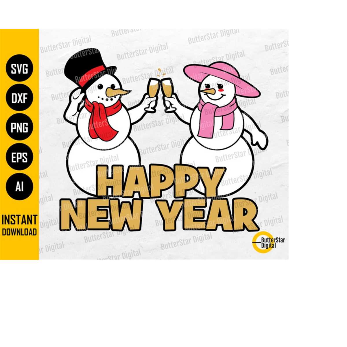 Happy New Year Snowman SVG | 2023 NYE Party Decor Sign Decal | Inspire ...