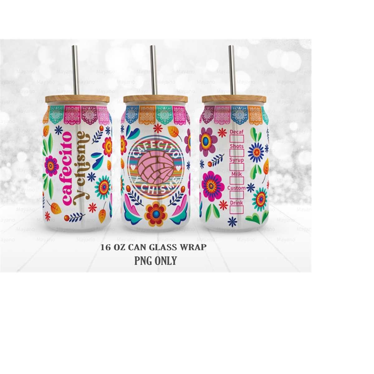 Cafecito Y Chisme, Concha Pan PNG, DIY for 16 oz Libbey Glas | Inspire Uplift