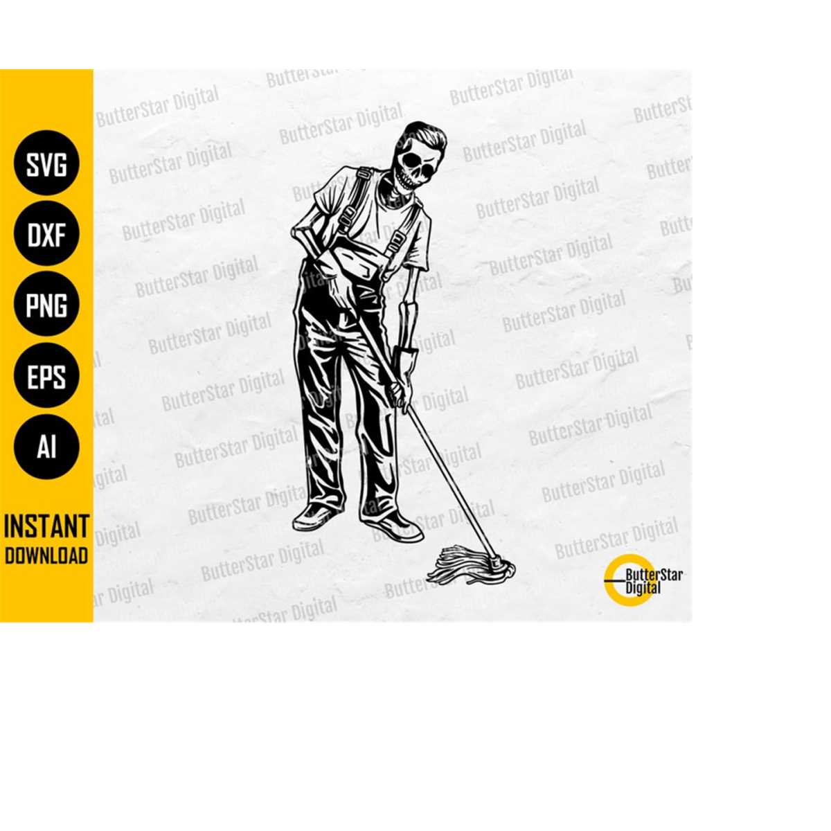 Janitor Skeleton SVG | Custodian SVG | Cleaner SVG | Cleanin - Inspire ...