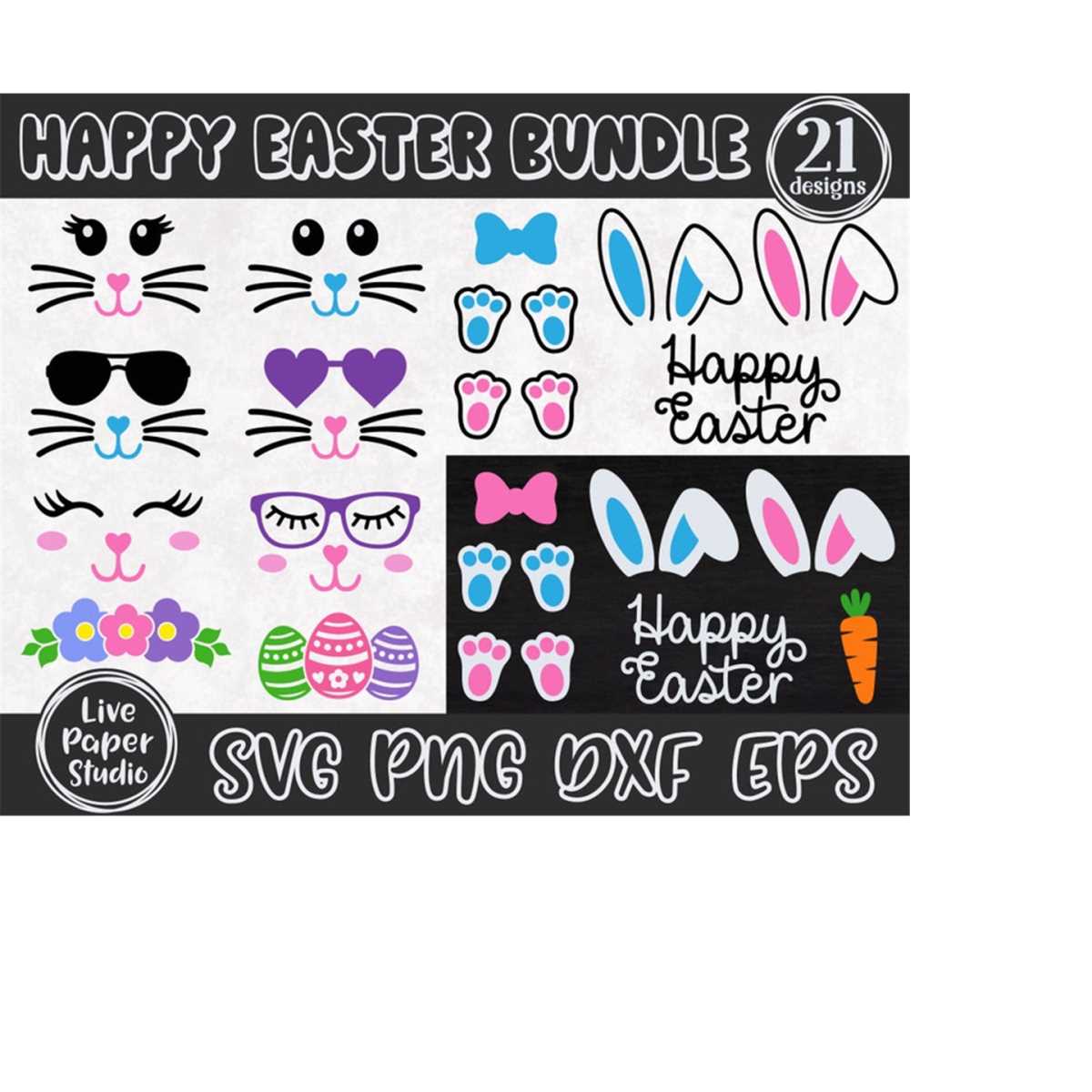Bunny Face Svg, Easter Svg, Bunny Face Set Easter, Bunny Eas | Inspire ...