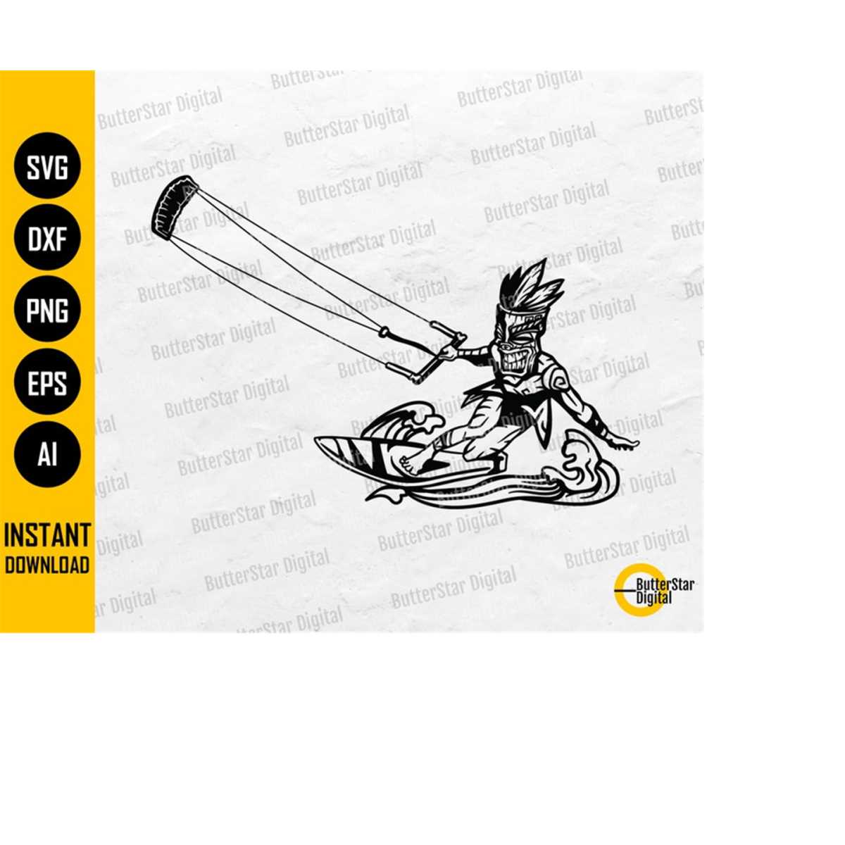 Tiki Man Kitesurfing SVG | Kiteboarding SVG | Surf Waves Haw | Inspire ...