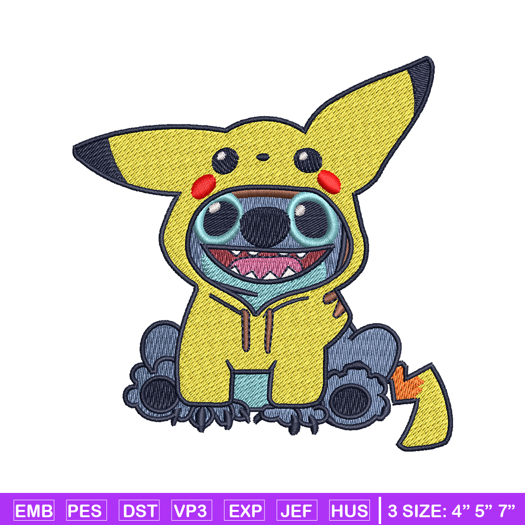 Stitch Pikachu logo embroidery design, Stitch Pikachu embroi | Inspire ...