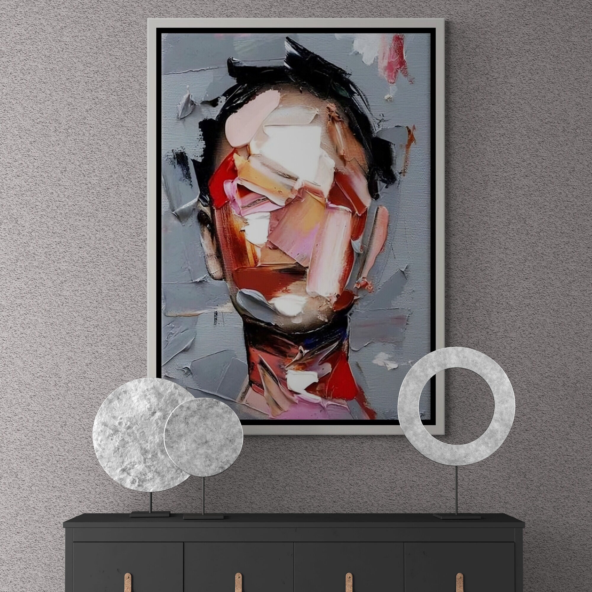 Abstract Face Wall Art, Faceless Framed Canvas, Surreal Wall - Inspire ...