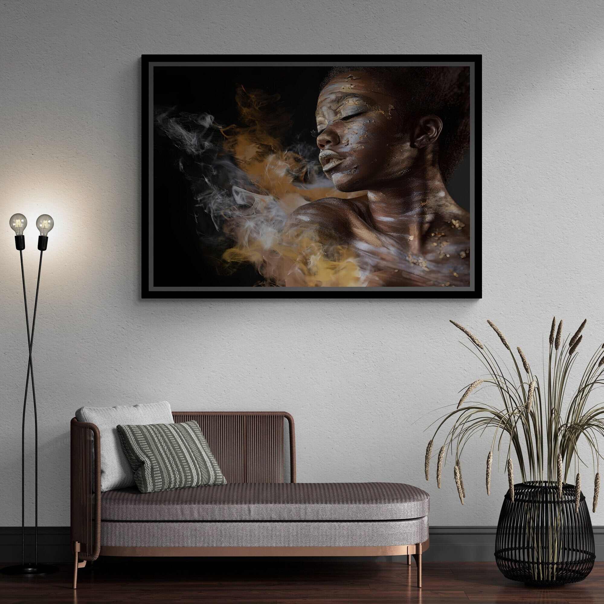 African Woman with Golden Make-Up, Black Woman Wall Art, Eth - Inspire ...