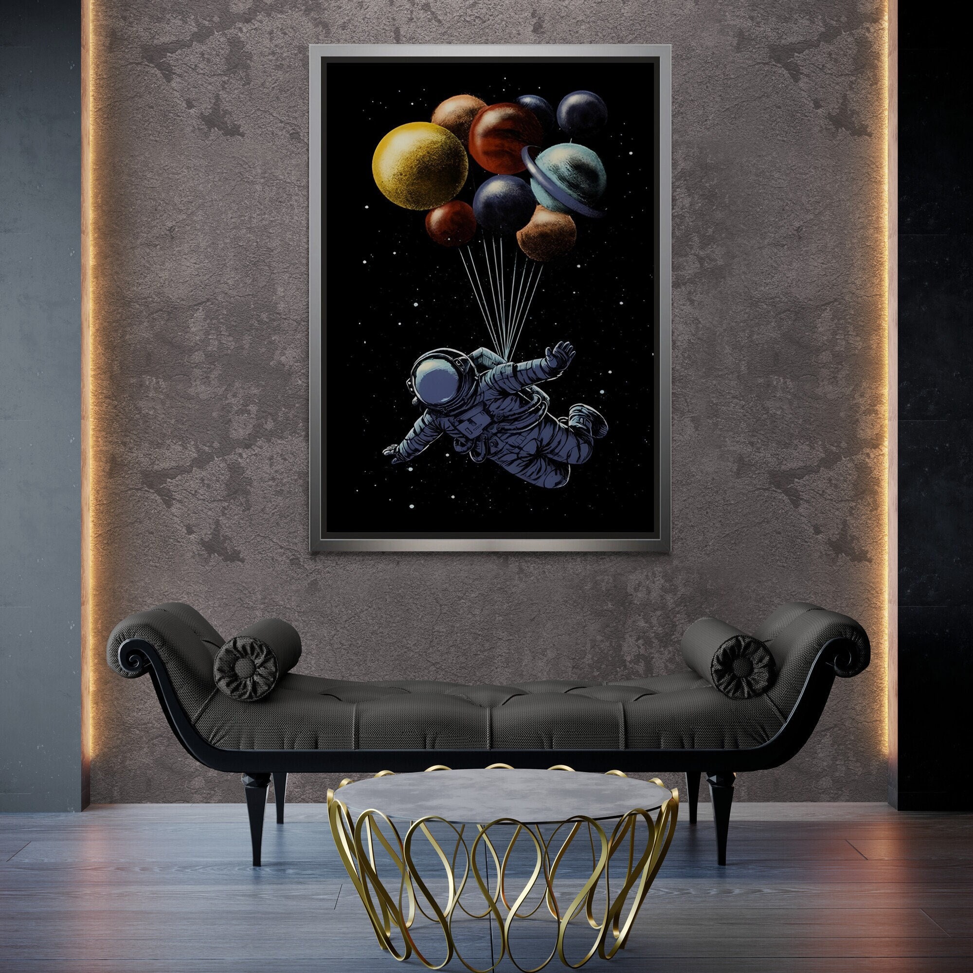 Astronaut Wall Art, Space Framed Canvas, Galaxy Artwork, Spa | Inspire ...