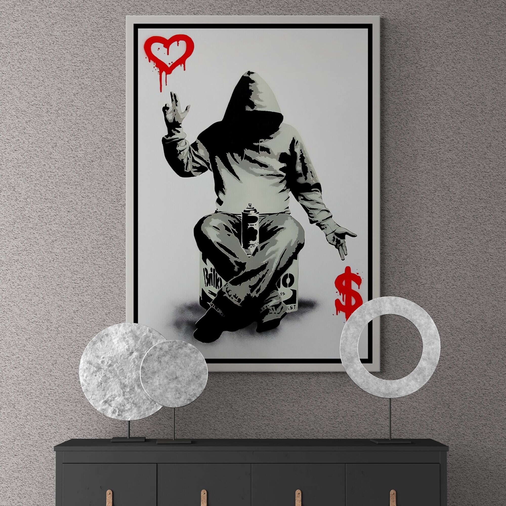 Banksy Love Over Money, Banksy Street Canvas, Banksy Wall Ar | Inspire ...
