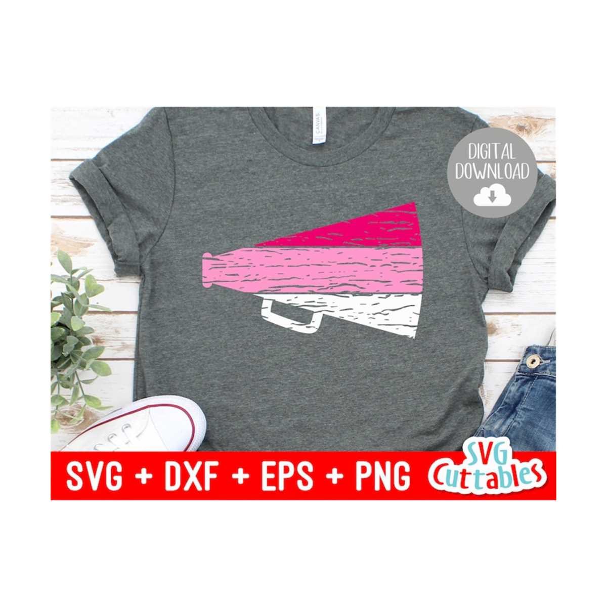 Distressed Cheer cone svg - Megaphone - svg - eps - dxf - pn - Inspire ...