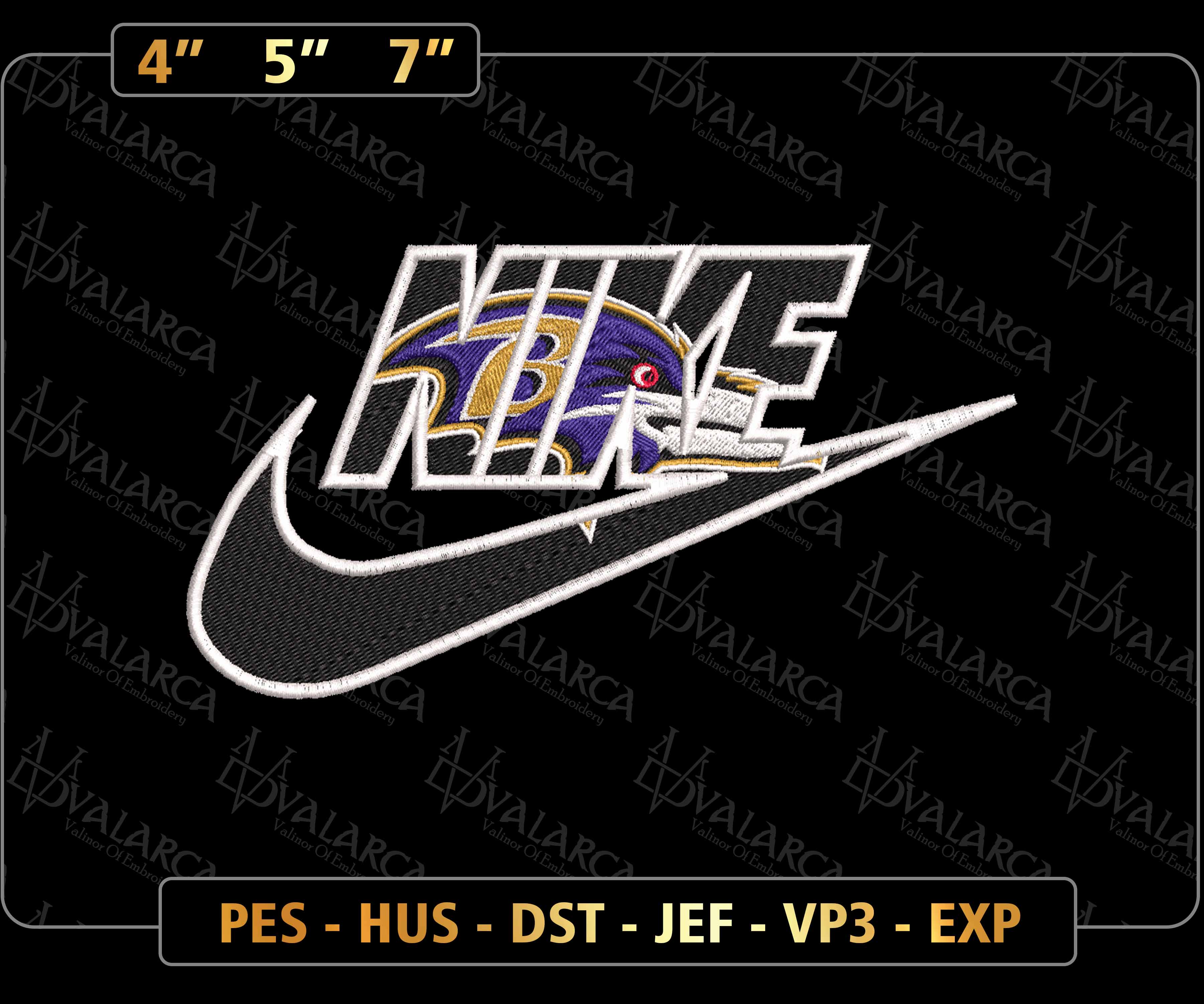 NIKE NFL Baltimore Ravens Logo Embroidery Design, NIKE NFL L - Inspire ...