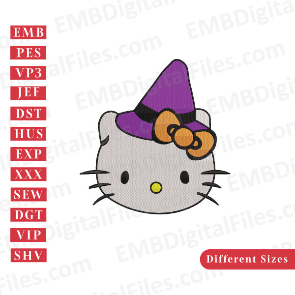 Rubies wicked hello Kitty Halloween embroidery PES file - Inspire Uplift