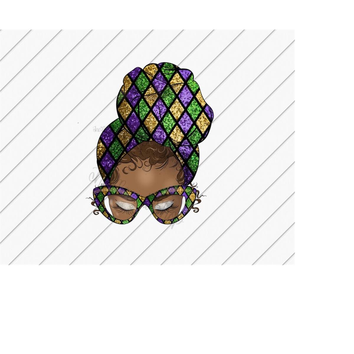 Mardi Gras png, Head Scarf Afro Messy Bun, Sublimation Desig | Inspire ...