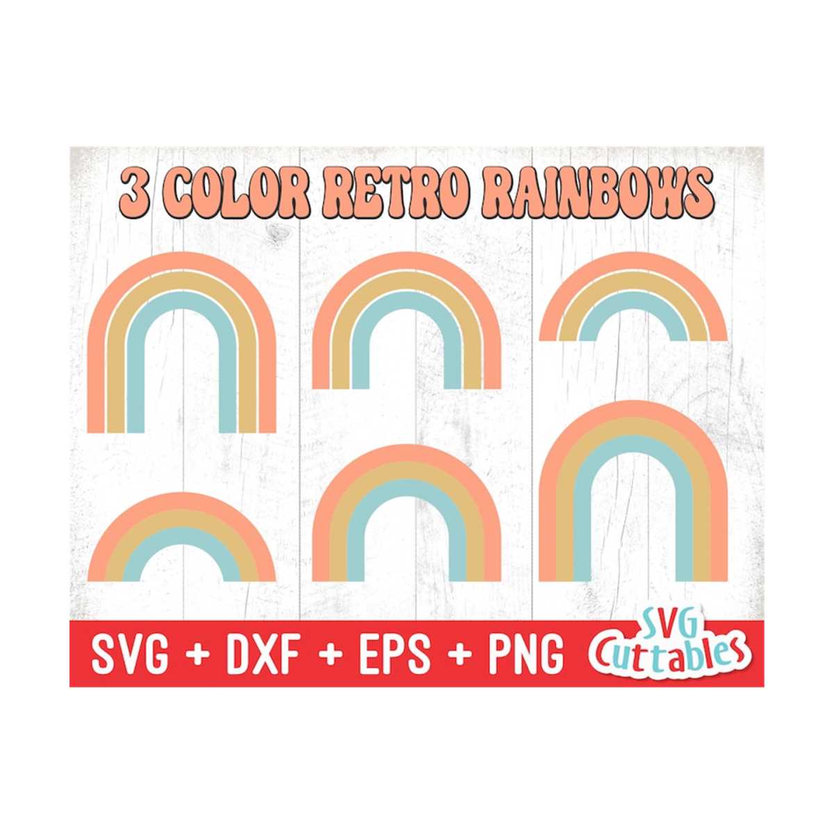 Retro Rainbow svg, Rainbow Cut File, 3 Color Rainbow svg, Si | Inspire ...