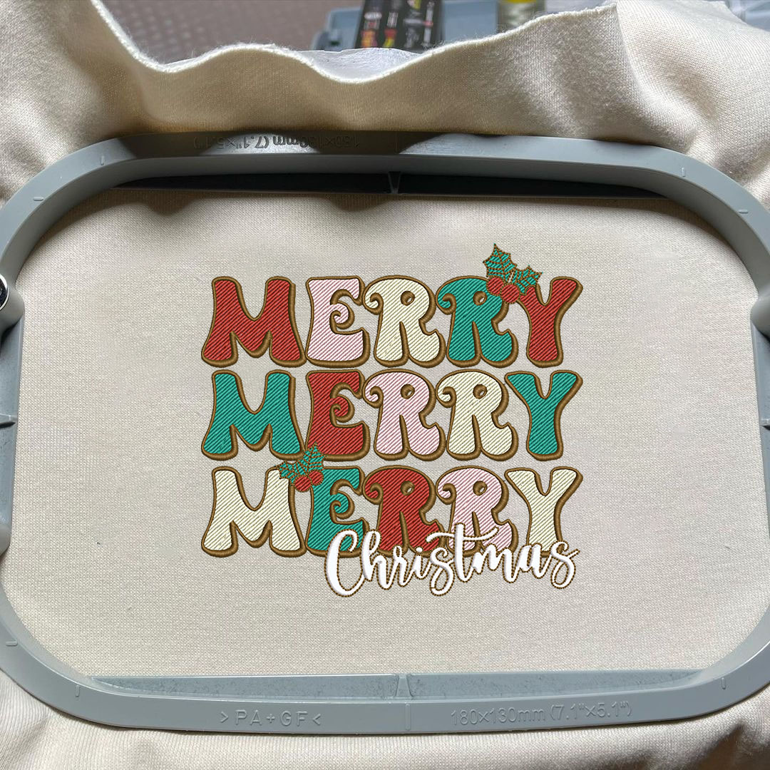 Retro Christmas Season Embroidery Machine Design, Merry Chri - Inspire ...