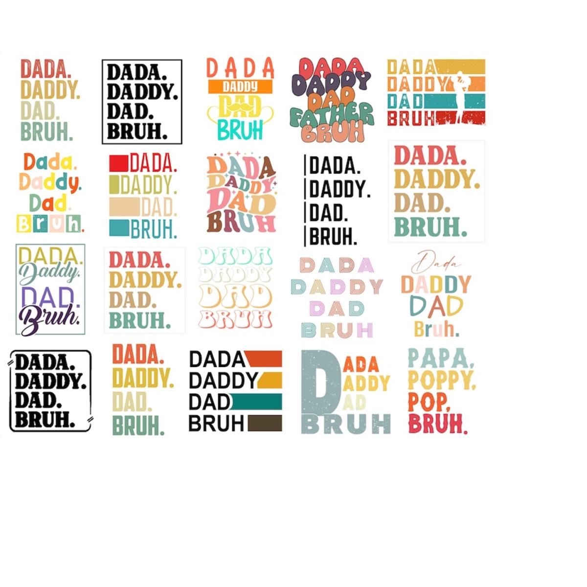 Dada Daddy Dad Bruh Svg Bundle, Dad Life Svg, Retro Dad Svg, - Inspire ...