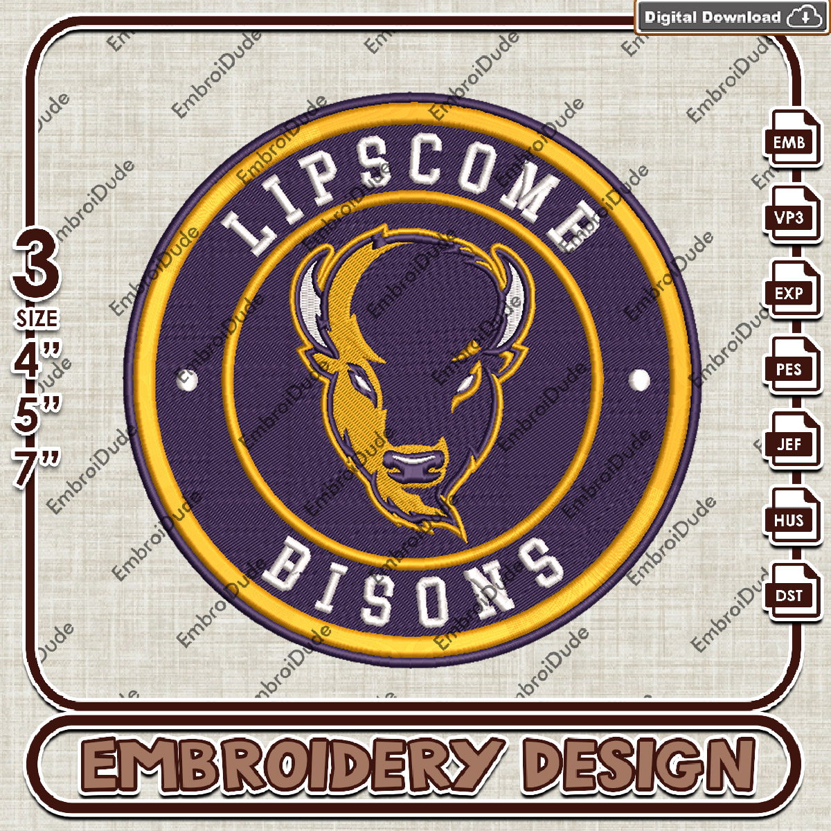 NCAA Logo Embroidery Files, NCAA Lipscomb Bisons, Lipscomb B - Inspire ...