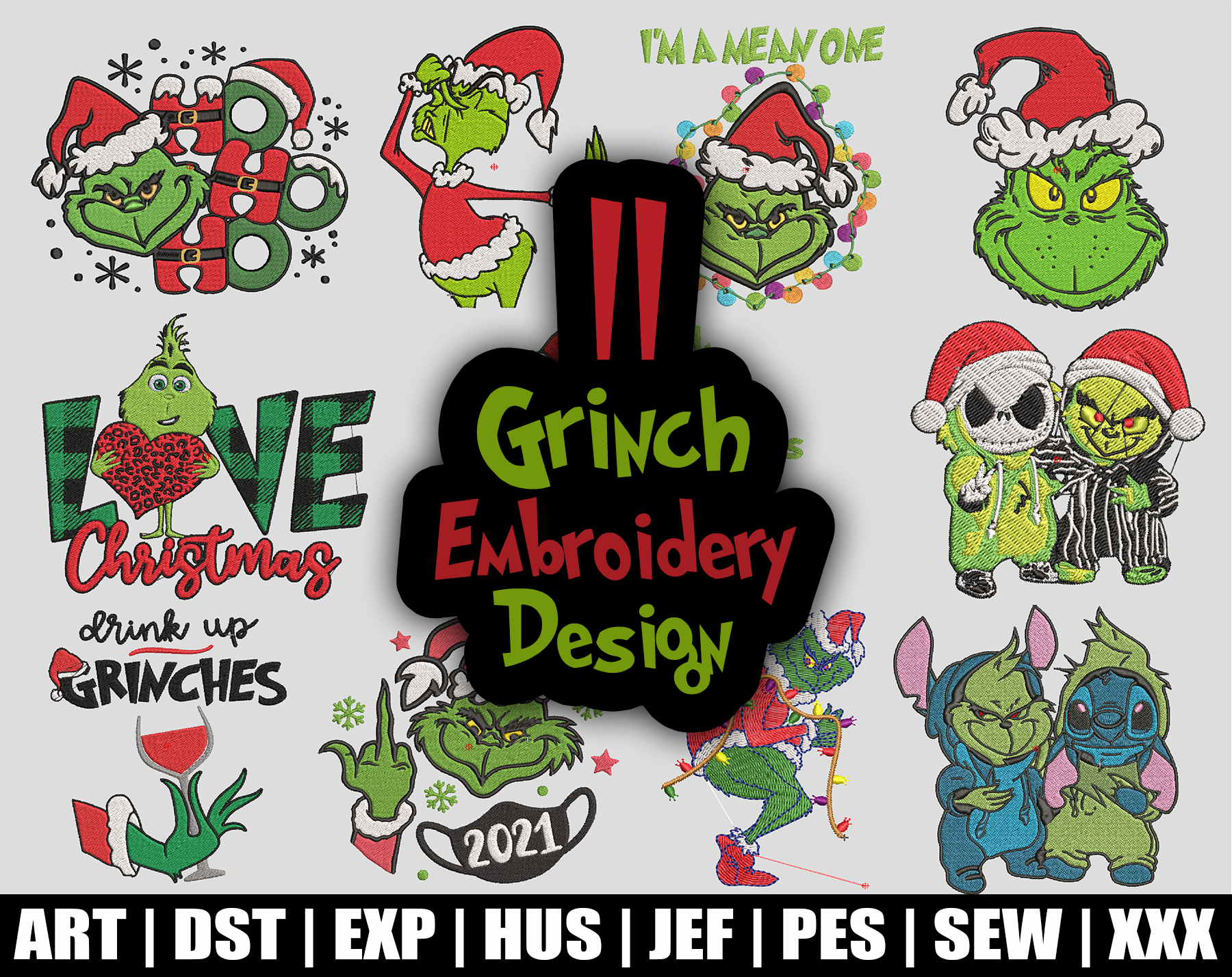 Grinch Embroidery Designs, Grinch Embroidery, Christmas Ligh | Inspire ...