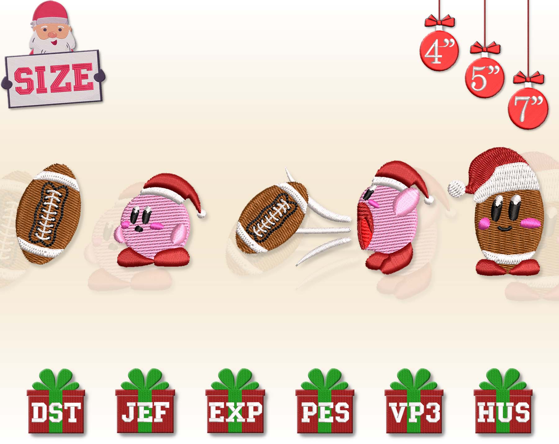 Christmas Embroidery Designs, Kirby X Rugby Ball Embroidery - Inspire ...